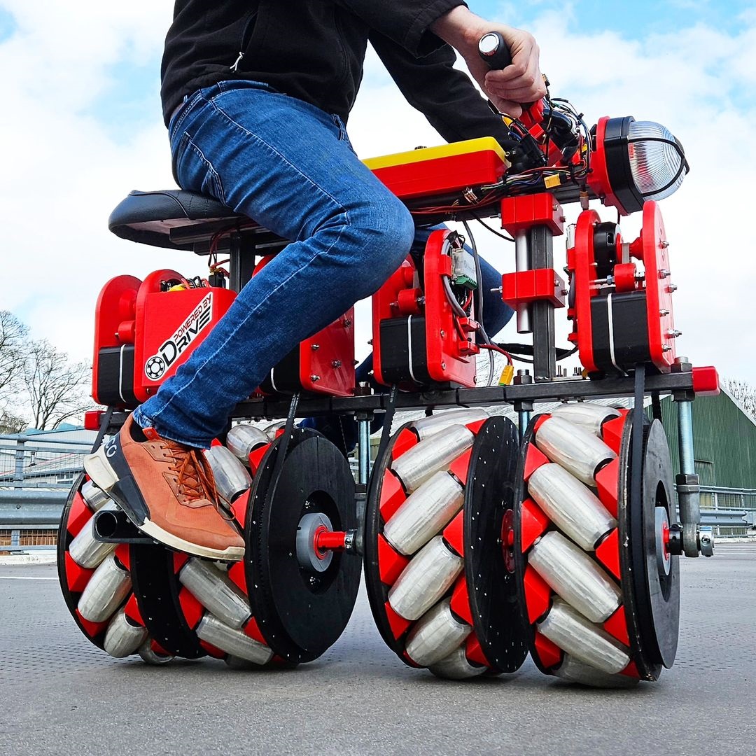 British YouTuber makes world's first mecanum-wheeled e-bike