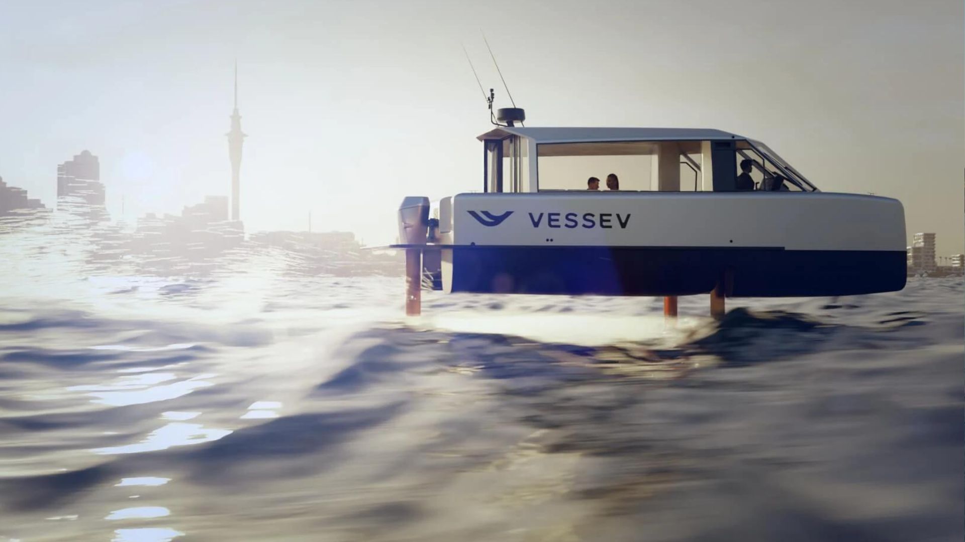 Photos: New Zealand launches world's first electric hydrofoil ferry
