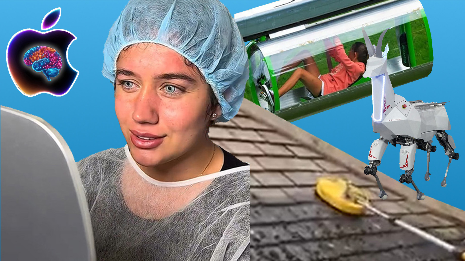 Rideable robots, Smart Forklift, Pedalo Monorail, Laser hair dye