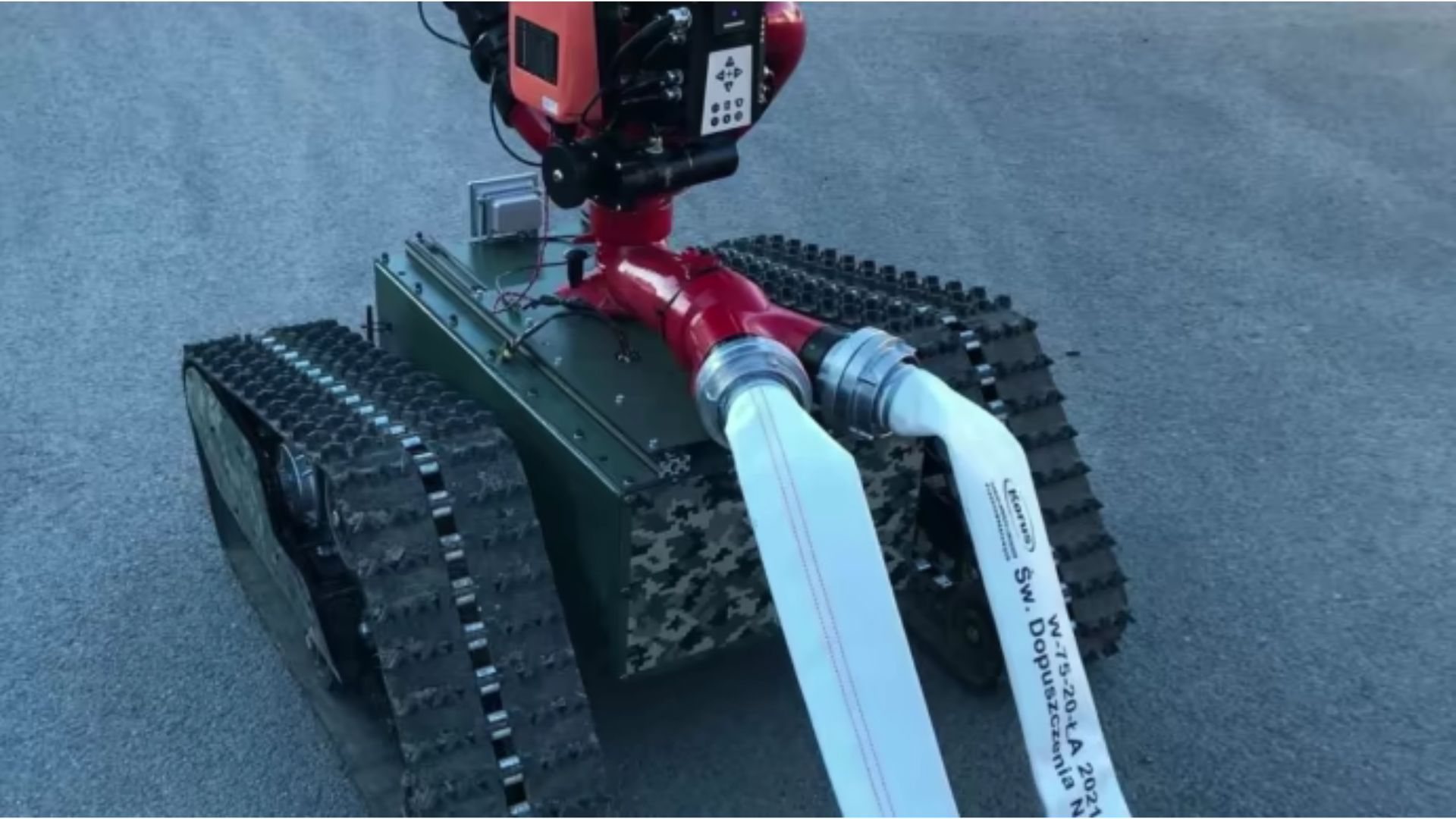 Civilian robot turned war asset with military-grade enhancements