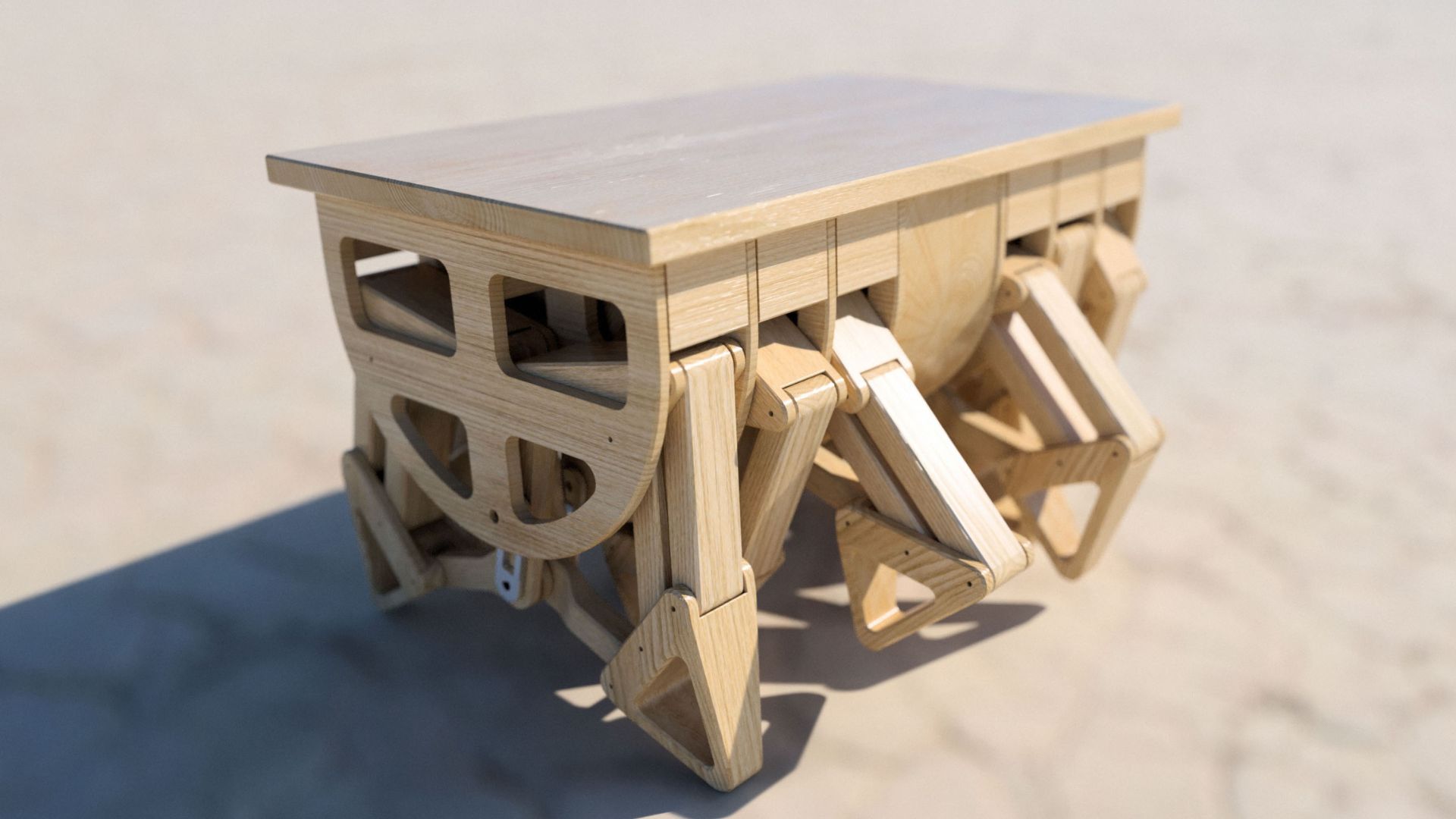 12-legged wireless wooden robot coffee table that walks like a boss