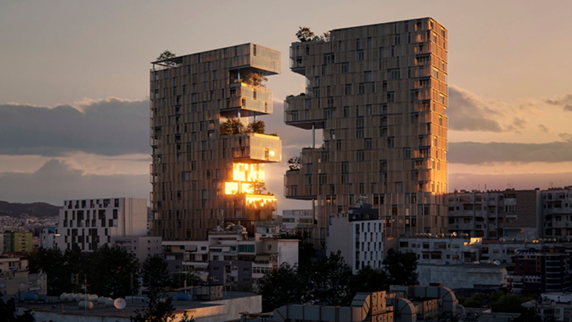 Ndarja: Split high-rise to create an urban oasis in central Tirana