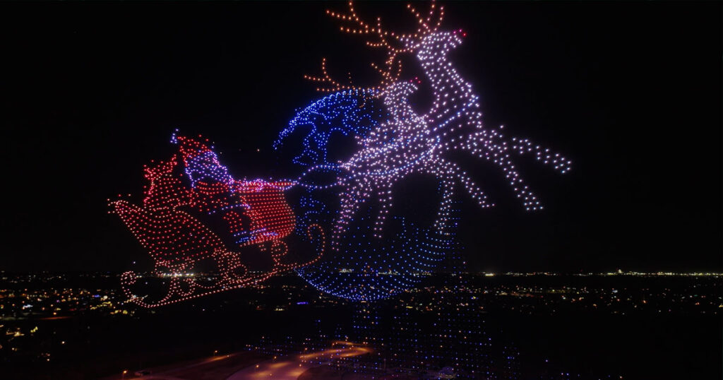 Record-breaking 5,000-drone Christmas show lights up Texas sky