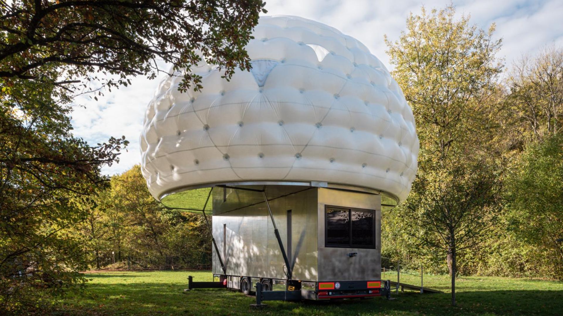New tiny house combines trailer with inflatable dome for mobile living