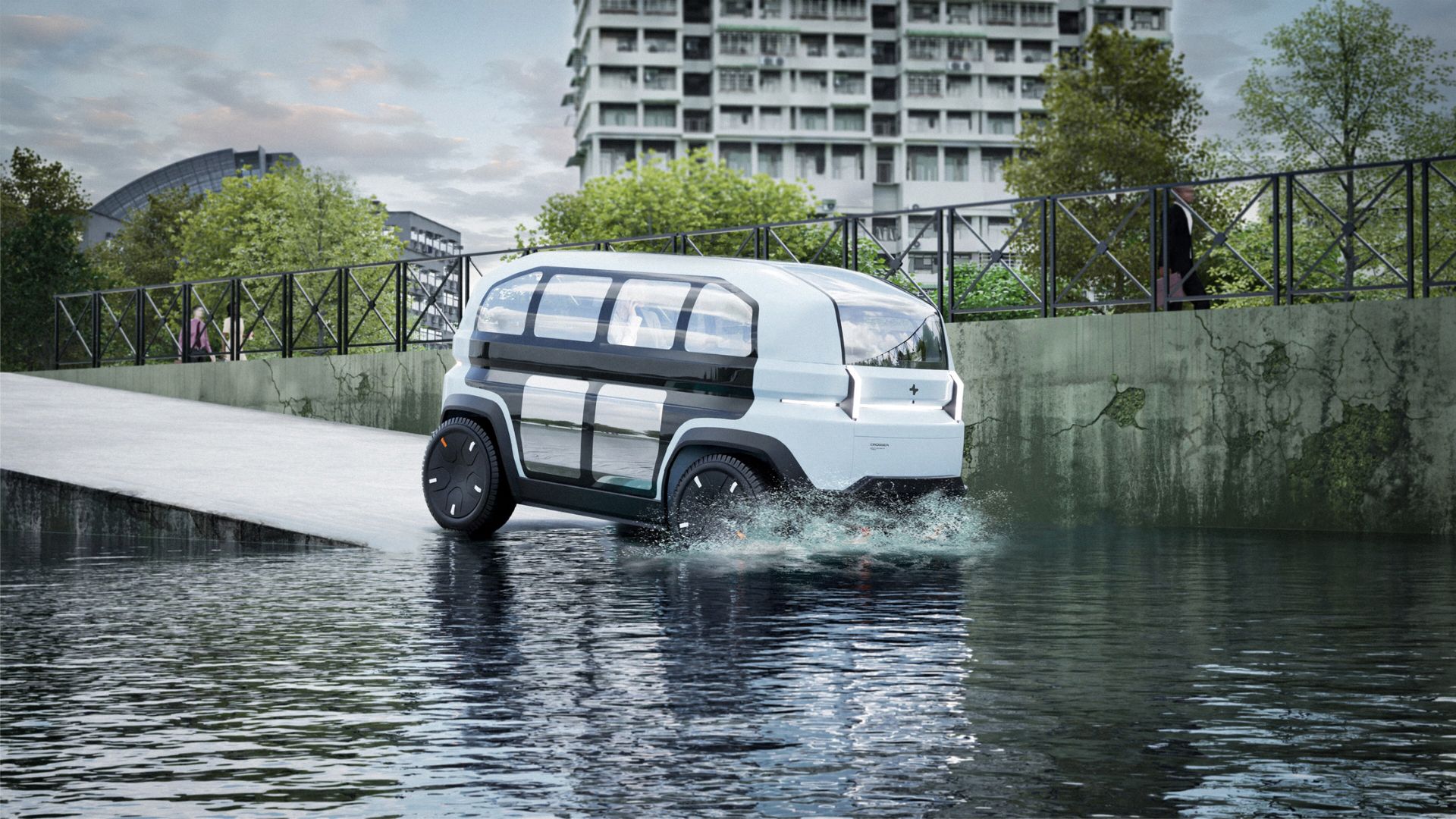 Amphibious EV adapts to land, water with smart sensors, hydrojets