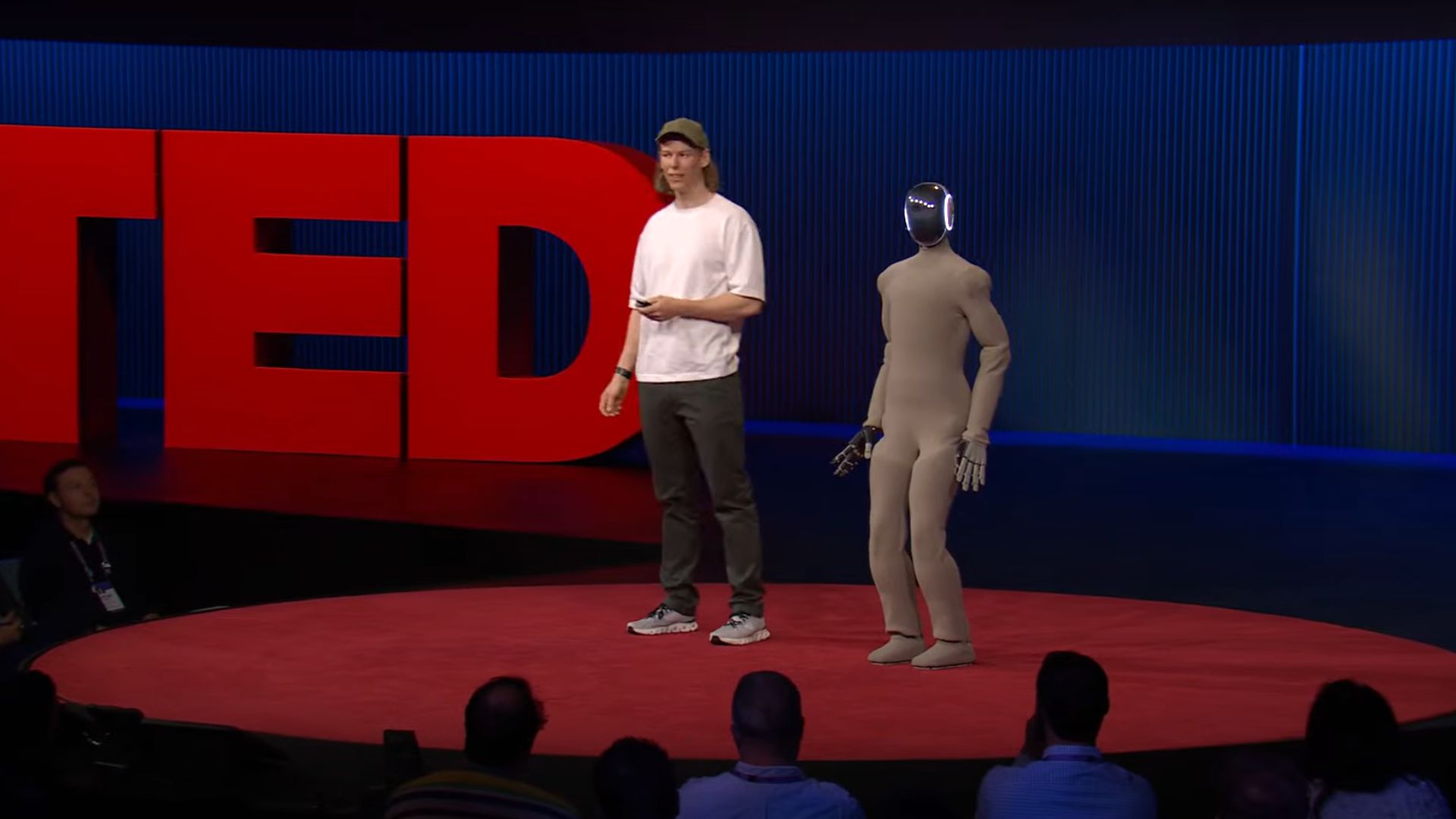 Watch humanoid robot butler awing audience during TED talk live