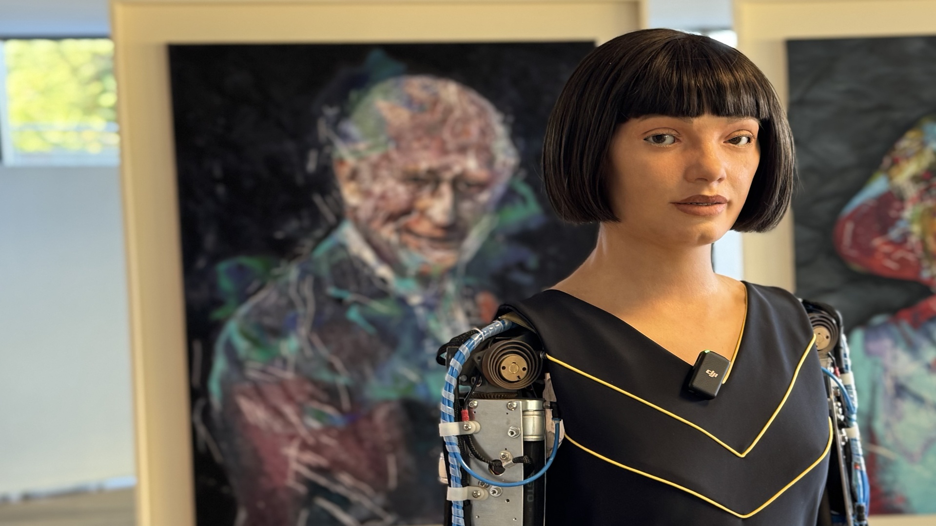 Humanoid artist Ai-Da unveils AI portrait of King Charles at UN