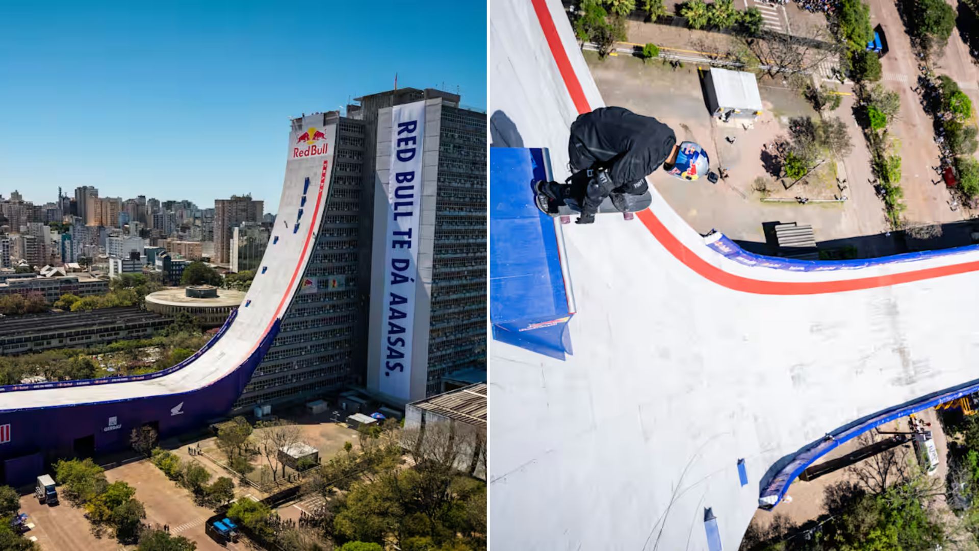 Skater rockets down 197-foot ramp in record-breaking skyscraper stunt