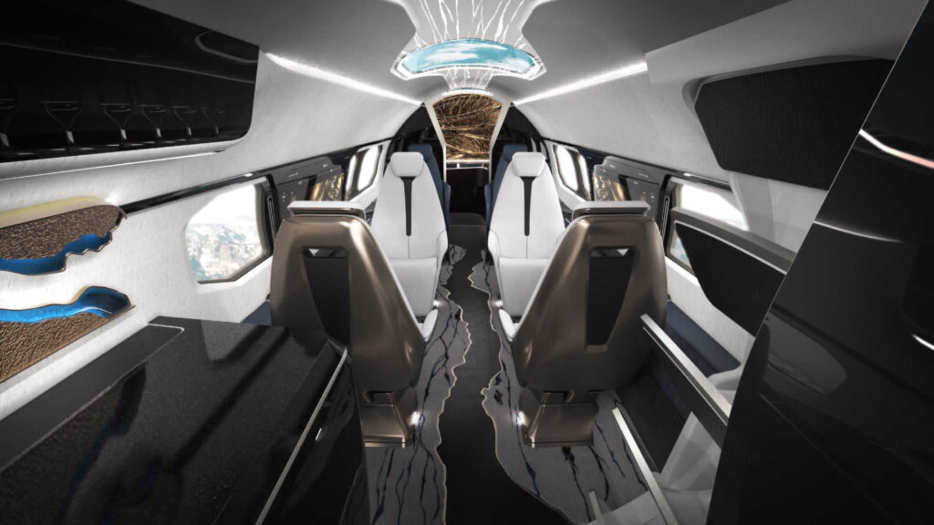 Jet concept debuts zero-gravity seating and OLED ceiling design