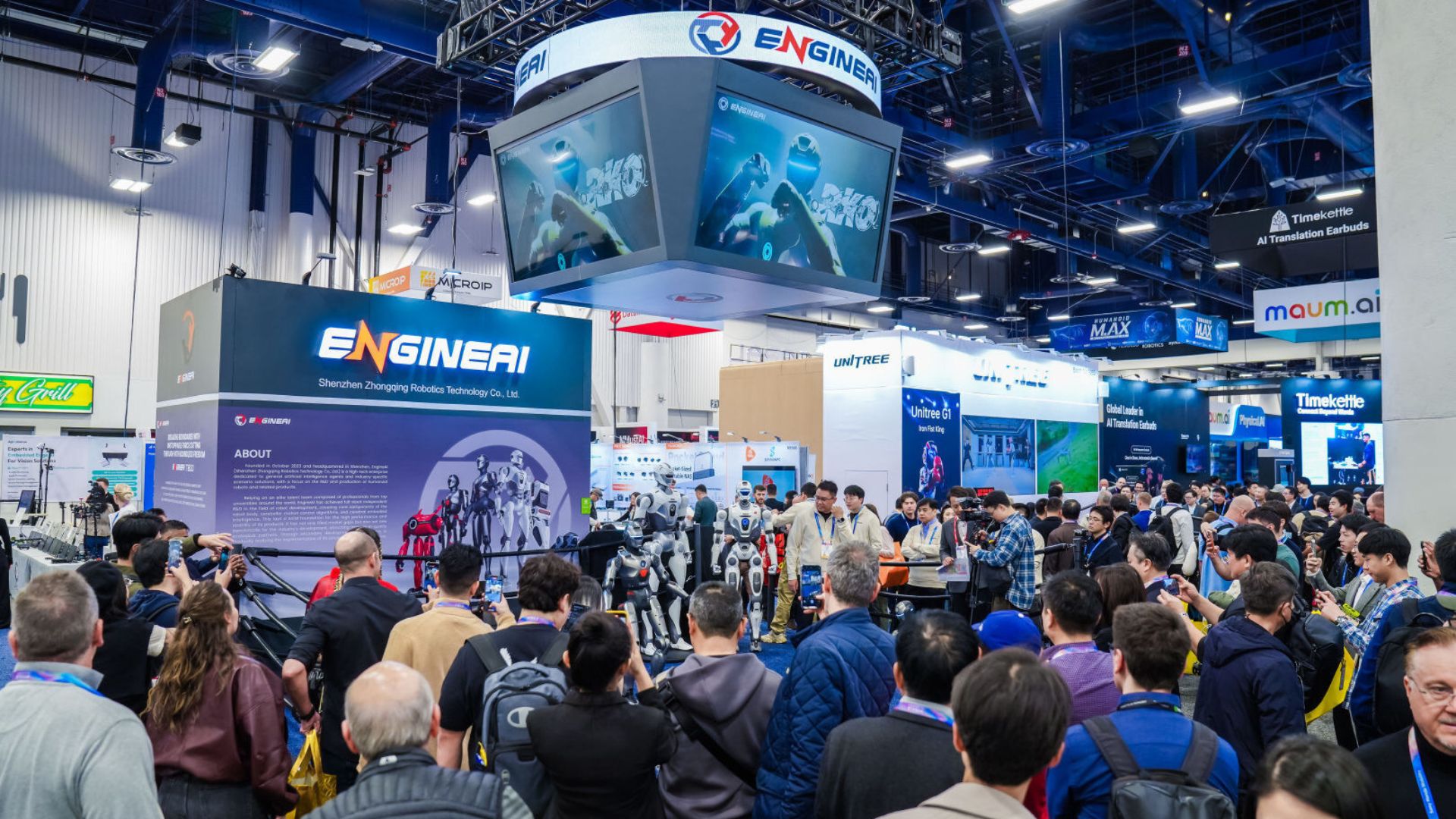 EngineAI's CEO-kicking, combat-ready humanoid robots dazzle CES 2026